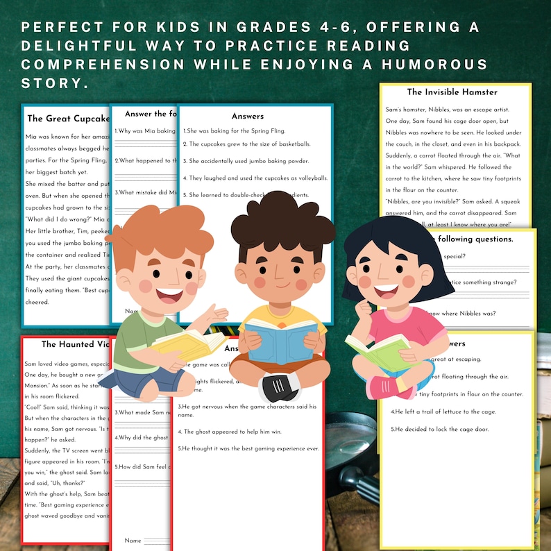 Reading Comprehension Worksheets: Grades 4-6, Engaging Passages ...
