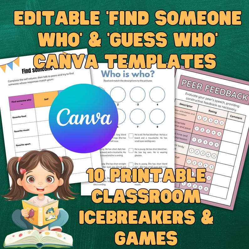 Editable Classroom Icebreaker Games: Find Someone Who, Guess Who (A4 ...