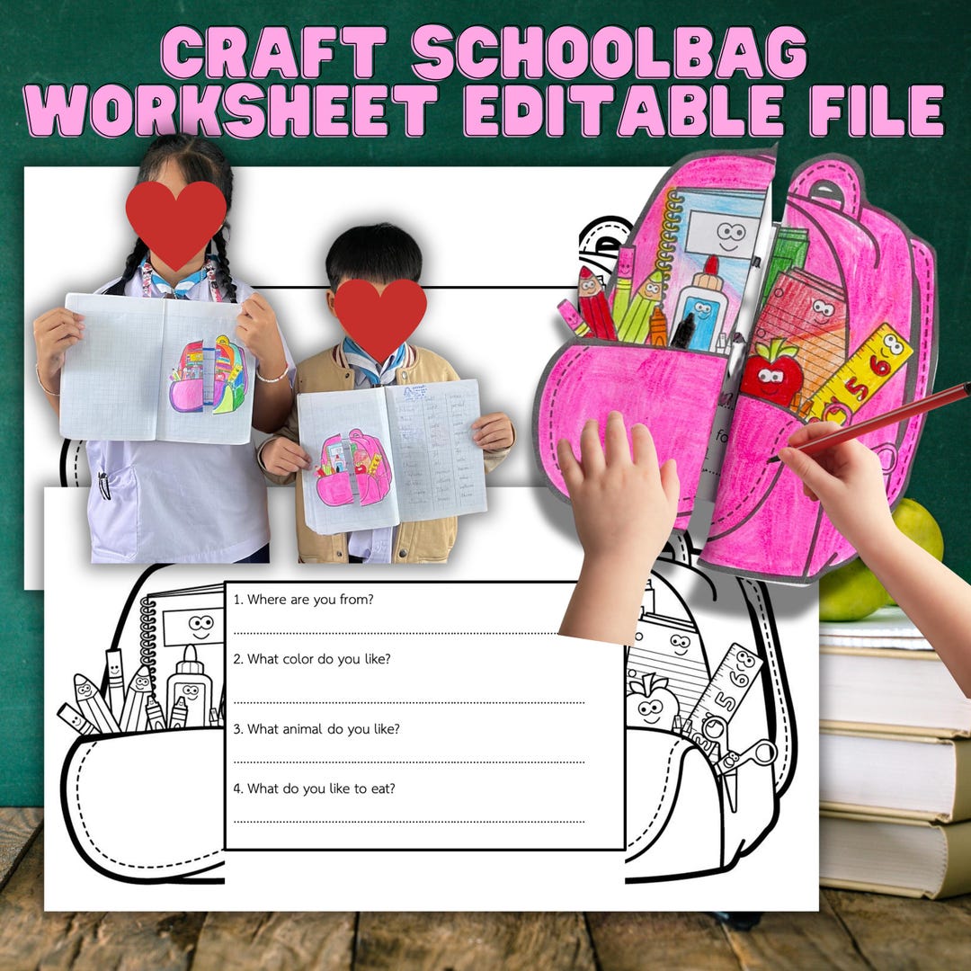 Schoolbag Worksheet: Editable Learning Activity, Scissor Skills (PDF ...