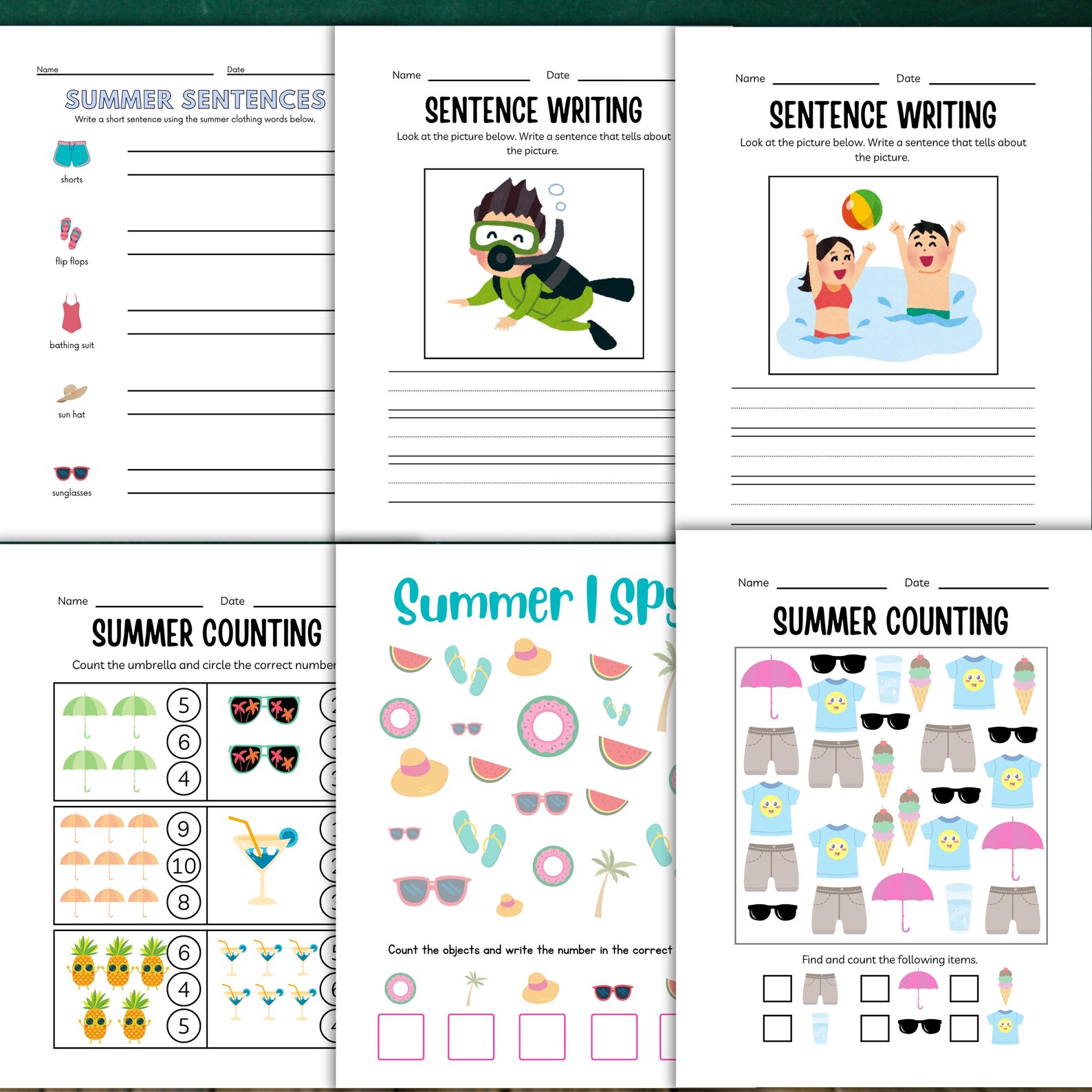 Summer Review Worksheets With FREE Summer Bucket List Craft –for Kids ...
