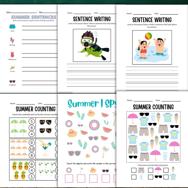 Summer Review Worksheets With FREE Summer Bucket List Craft –for Kids ...