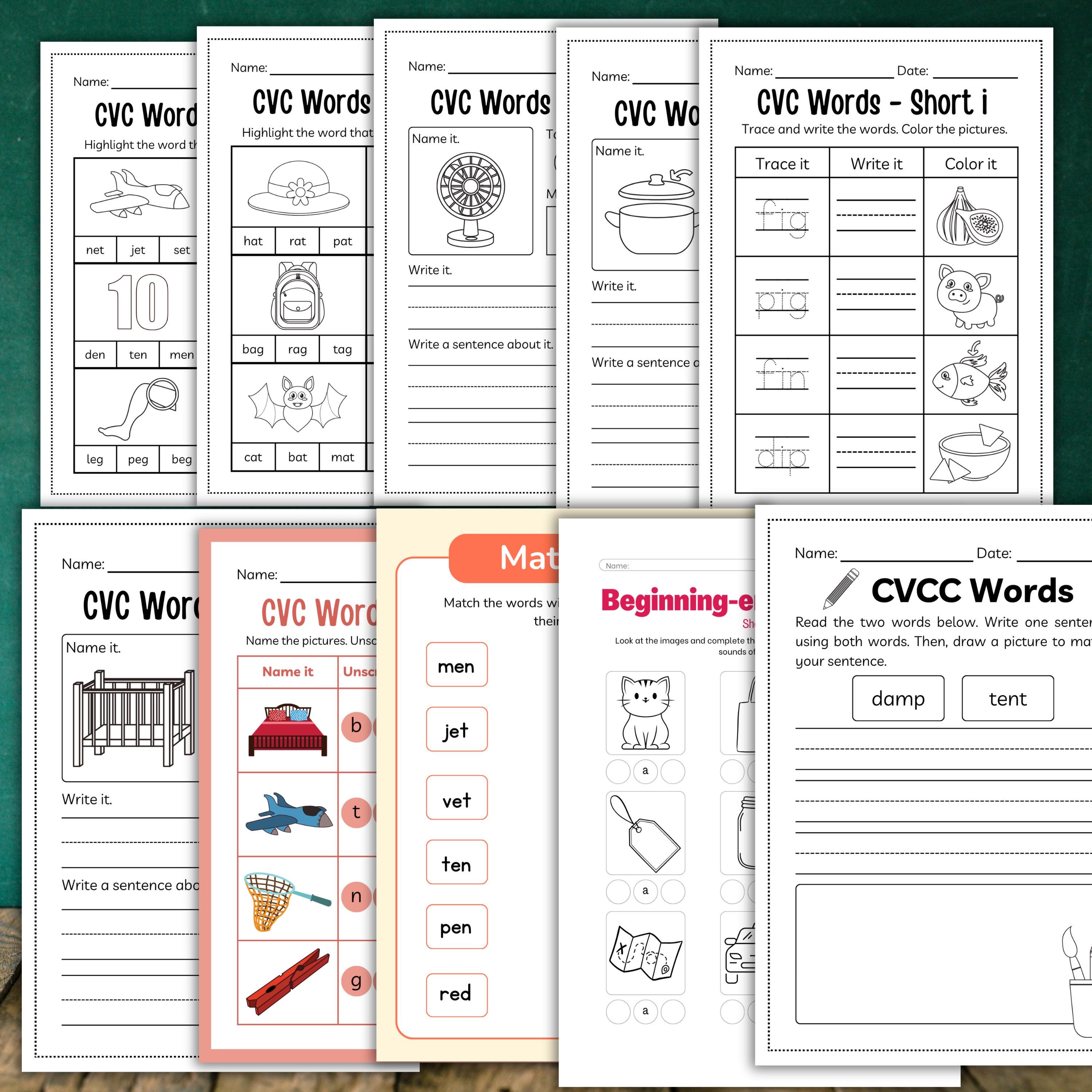 Kindergarten CVC Workbook Printable – 140 Phonics Activities PDF for ...