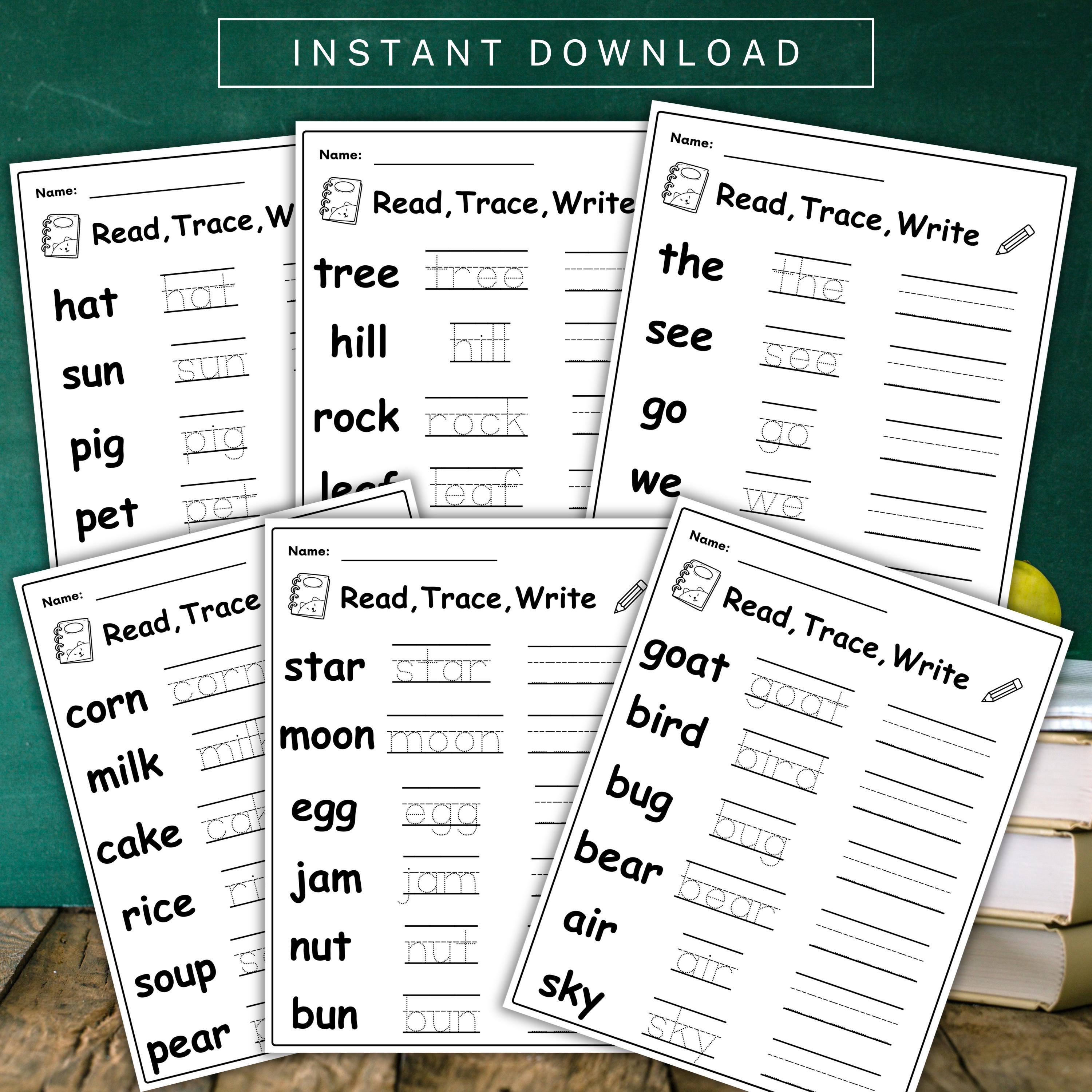 Spelling Worksheets 1st Grade Kindergarten , Tracing & Handwriting 120 ...