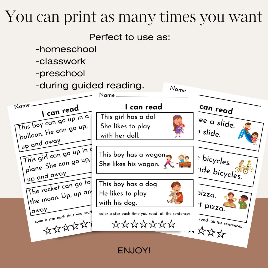 Printable Easy Reading Worksheet for Kids Fun and Educational Activity ...