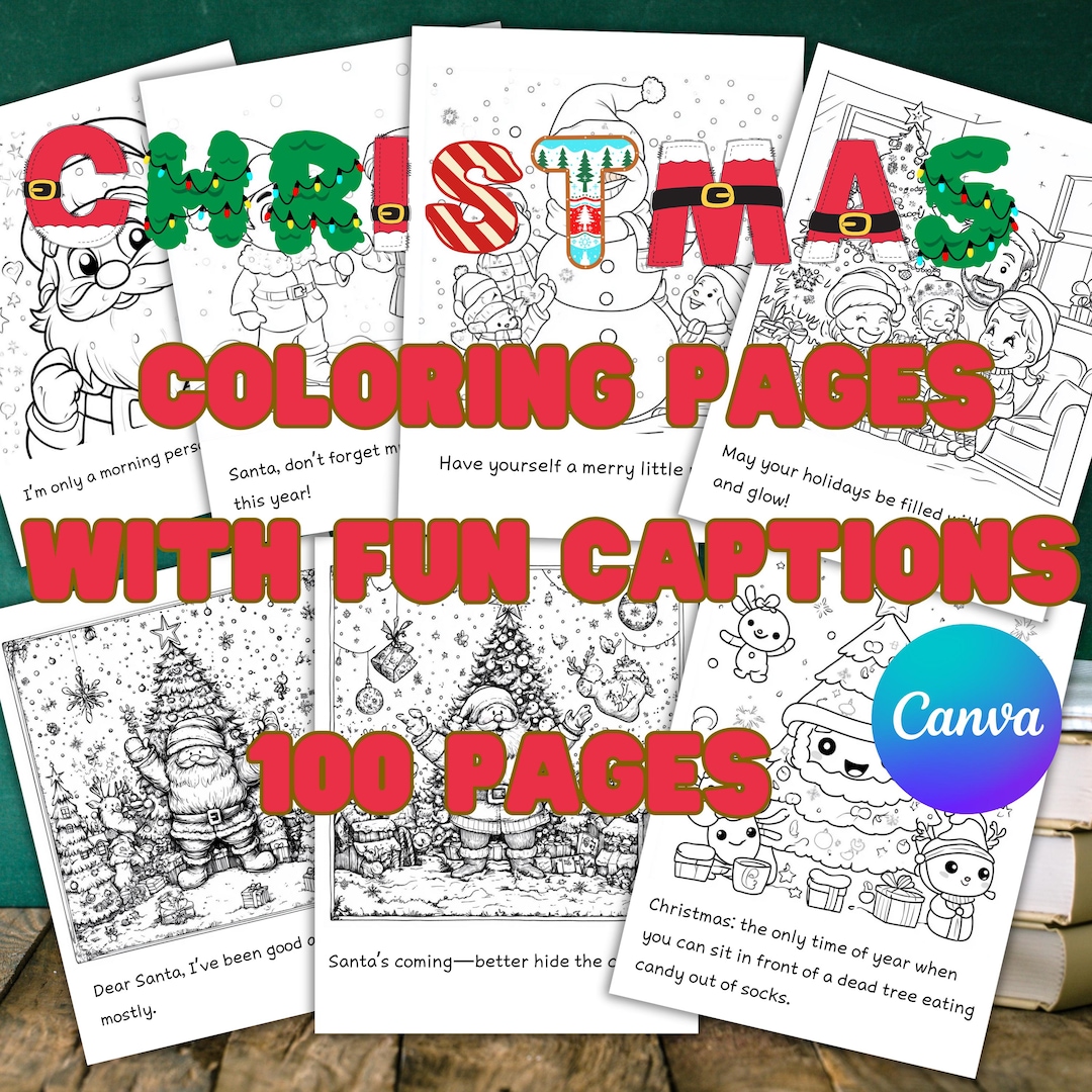 Christmas Coloring Pages With Funny Captions for Kids Editable ...