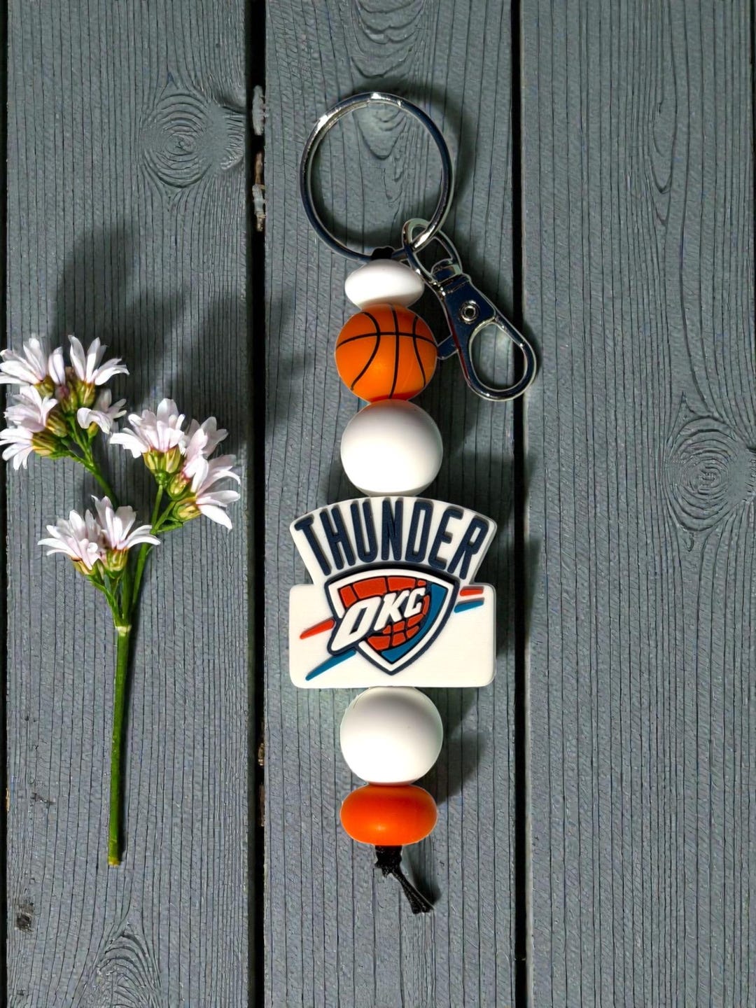 OKC Thunder Keychain: Handmade Silicone Beaded - Etsy