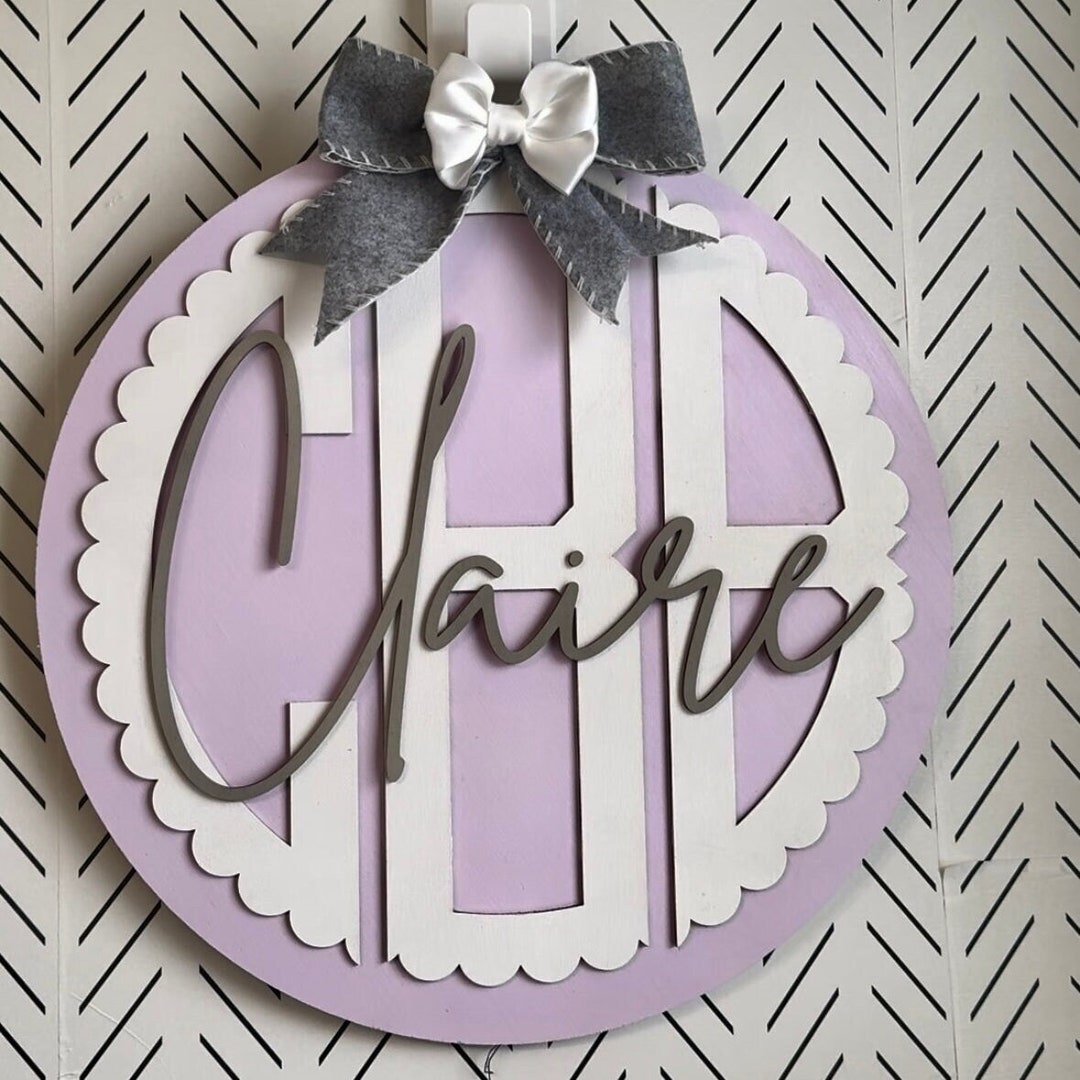 Nursery Name Sign | Monogram Name Sign | Boho Name Sign | Circle Wood ...