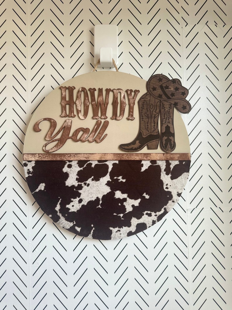 Cow Print Decor, Farmhouse Door Hanger, Country Style Door Hang ...