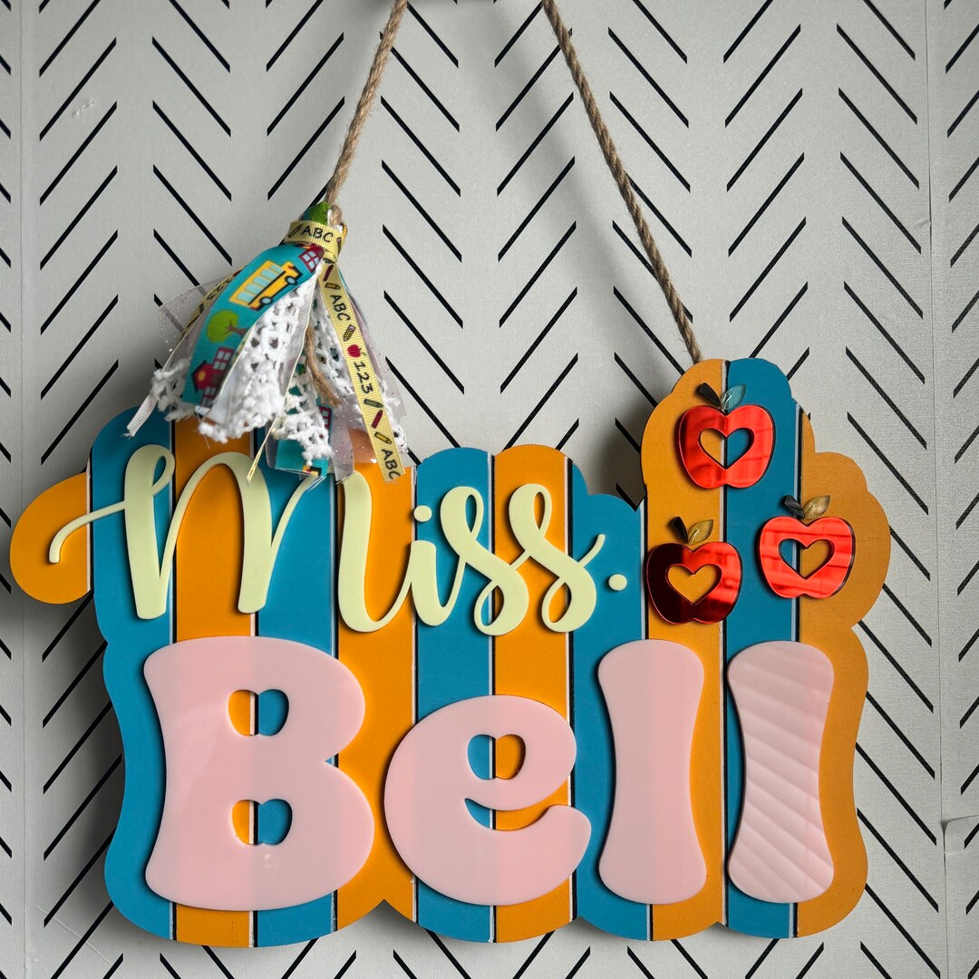 Personalized Teacher Door or Wall Sign, Classroom Sign, Groovy Teacher ...