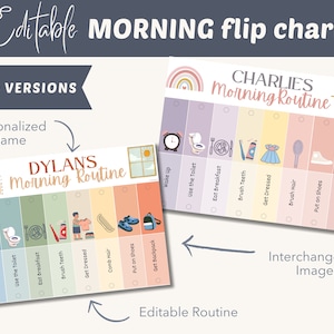 Kids Boho Routine Flip Chart, Editable Morning Flipchart, Personalized ...