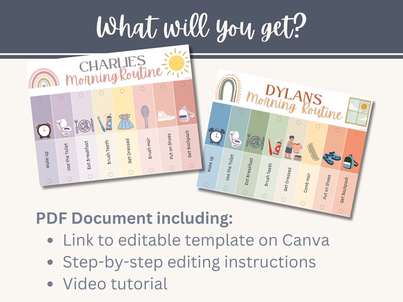 Kids Morning Routine Flip Chart, Boho Editable Digital Flipchart ...