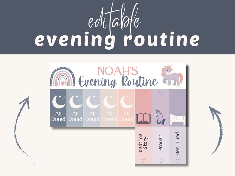 Kids Evening Routine Flip Chart, Bedtime Editable Flipchart ...