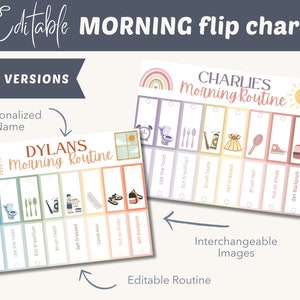 Kids Editable Flip Routine Chart, Printable Digital Flipchart, Morning ...