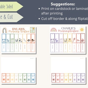 Kids Morning Routine Flip Chart, Boho Editable Preschool Printable ...