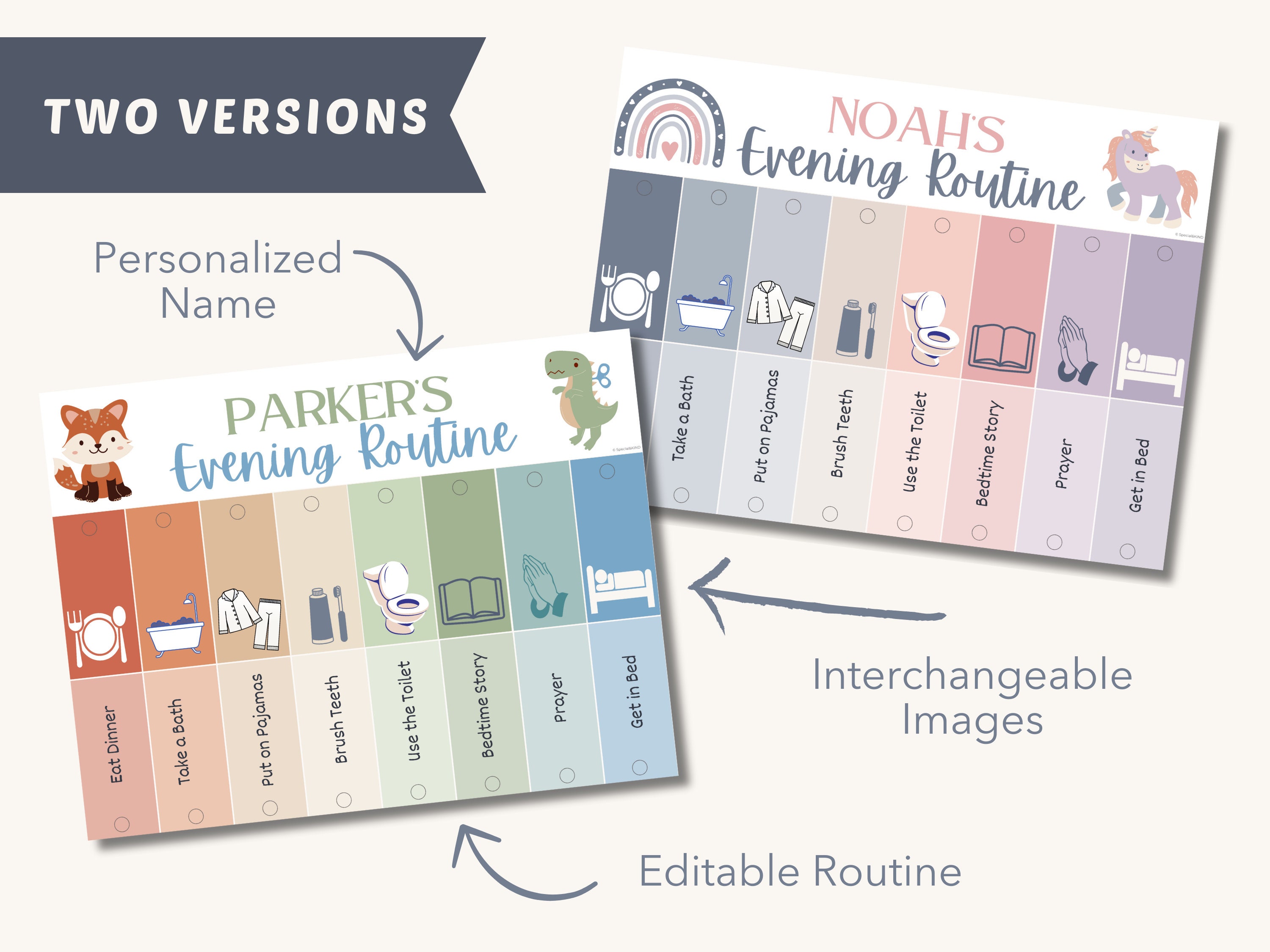 Kids Evening Routine Flip Chart, Bedtime Editable Flipchart ...