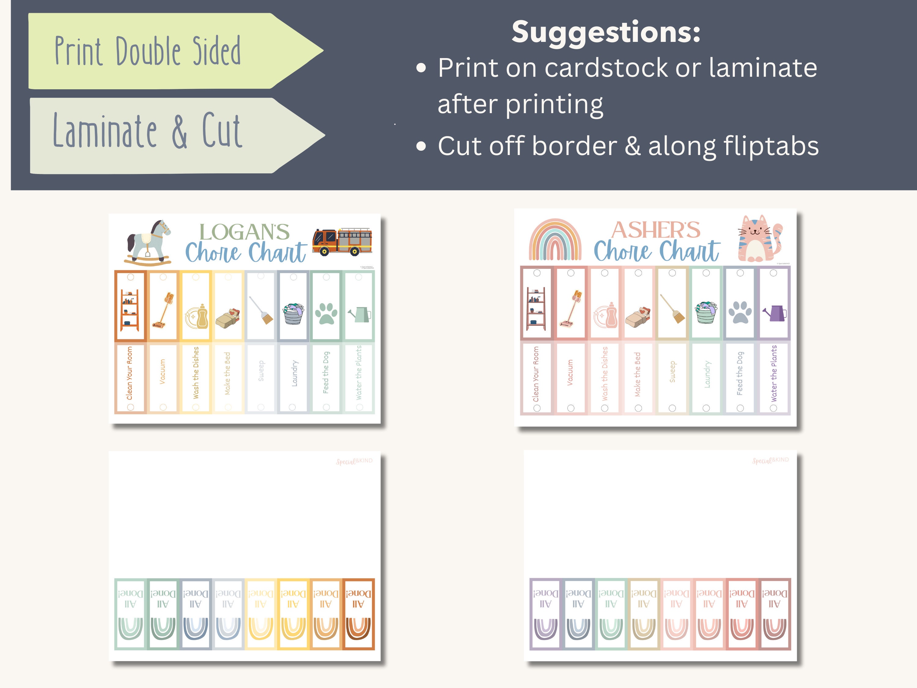 Kids Editable Flip Routine Chart, Printable Digital Flipchart, Morning ...