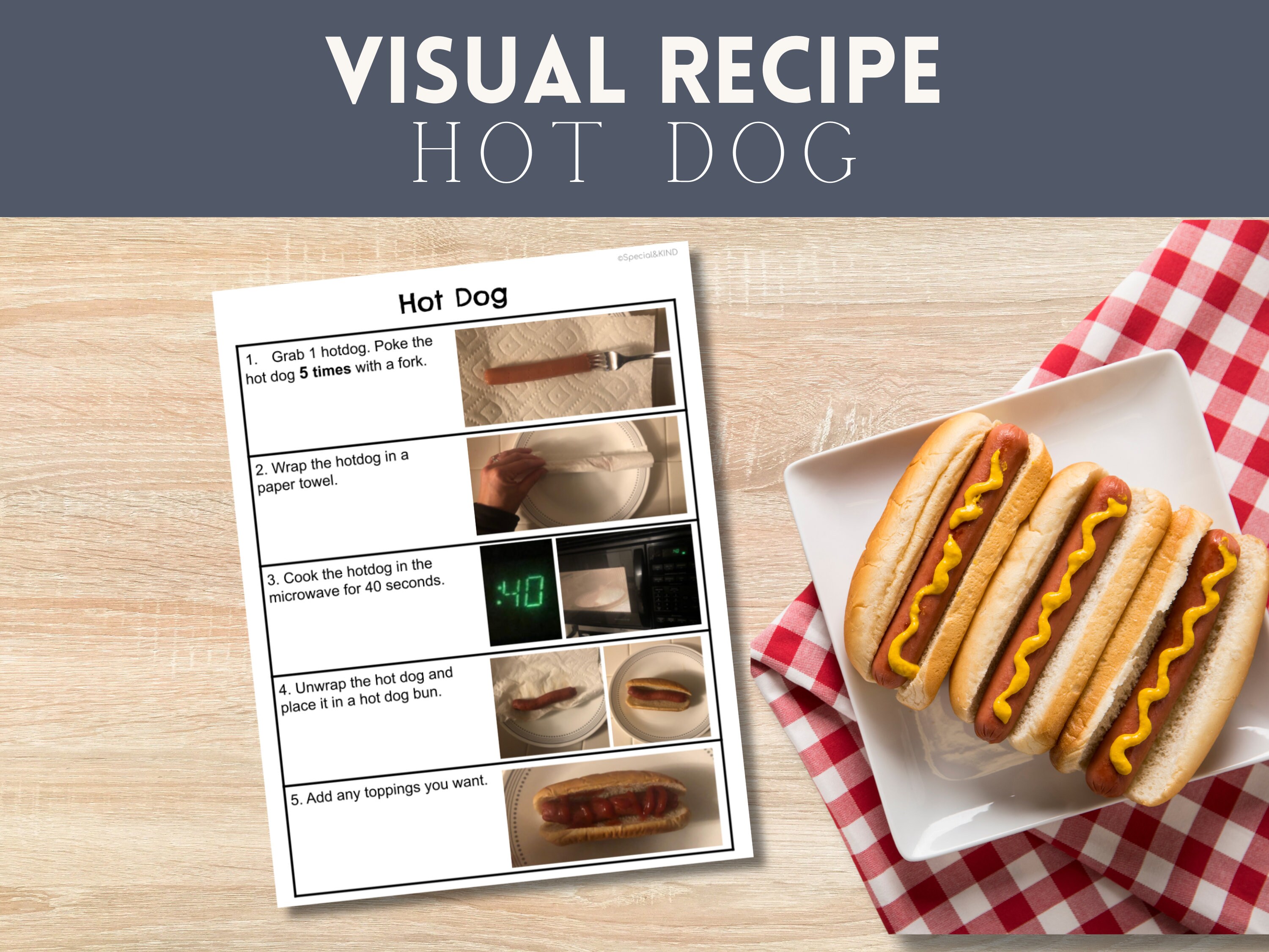 Real Picture Hot Dog Visual Recipe, Inclusive Cooking Activity for ...