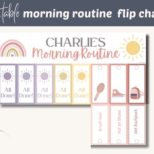 Kids Morning Routine Flip Chart, Boho Editable Preschool Printable ...