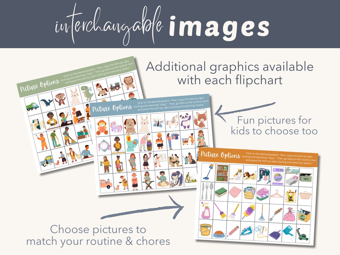Kids Editable Flip Routine Chart, Printable Digital Flipchart, Morning ...
