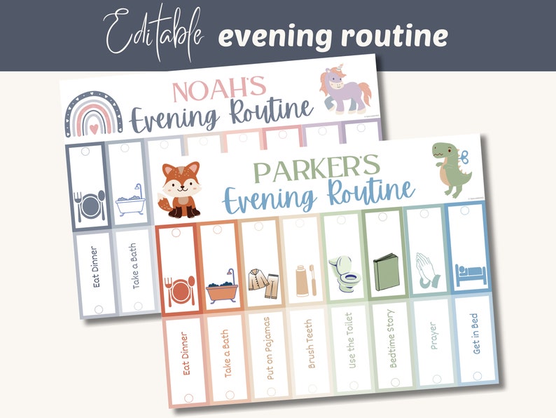 Kids Evening Routine Flip Chart, Editable Bedtime Flipchart, Printable ...