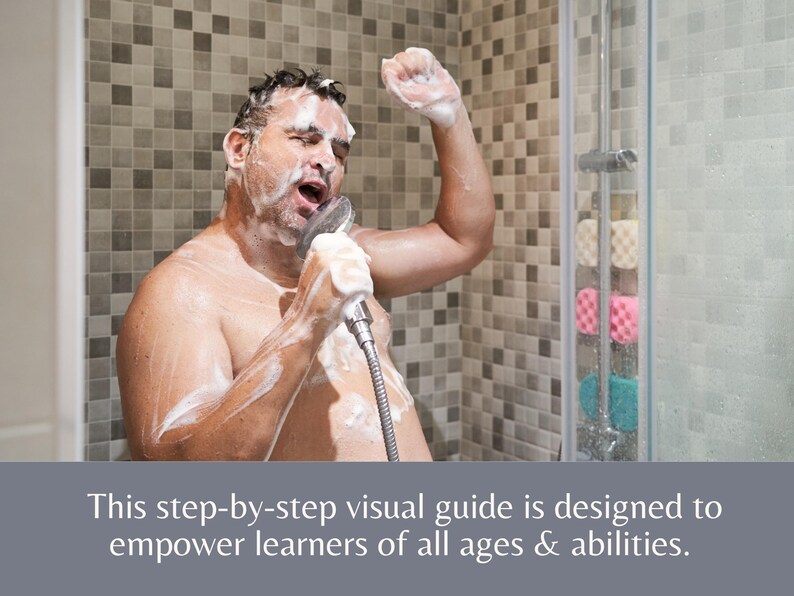 How to Take a Shower Visual Guide, Printable Real Life Pictures, Simple Life Skills Lesson ...