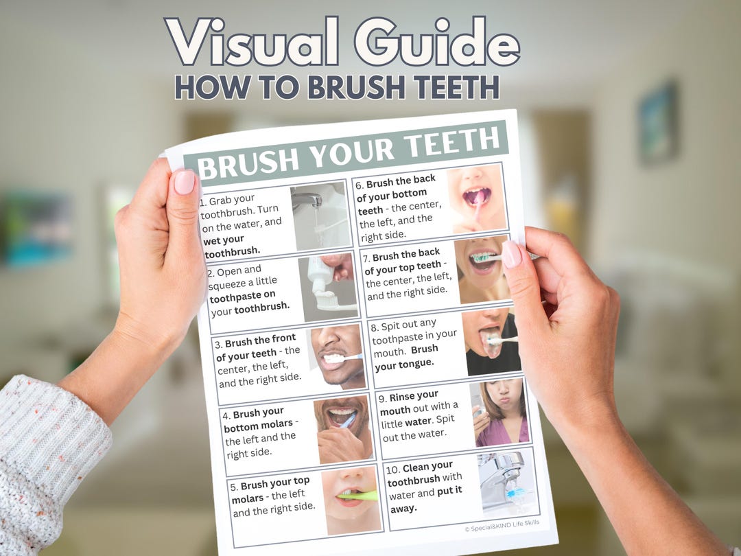 How to Brush Your Teeth Visual Guide, Printable Real Life Pictures ...