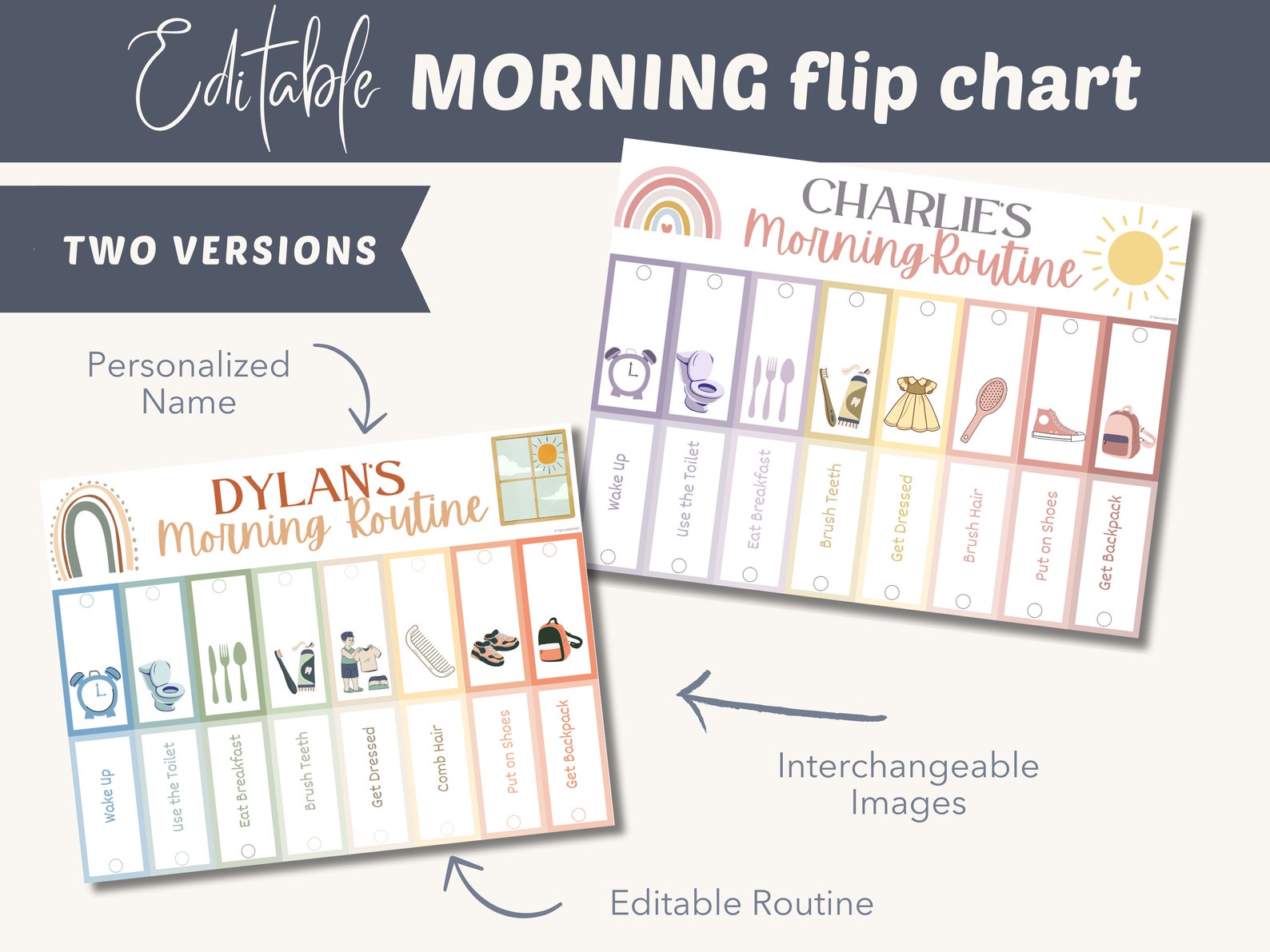 Kids Routine Flip Chart, Printable Morning Flipchart, Editable Evening ...