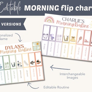 Kids Routine Flip Chart, Printable Morning Flipchart, Editable Evening ...