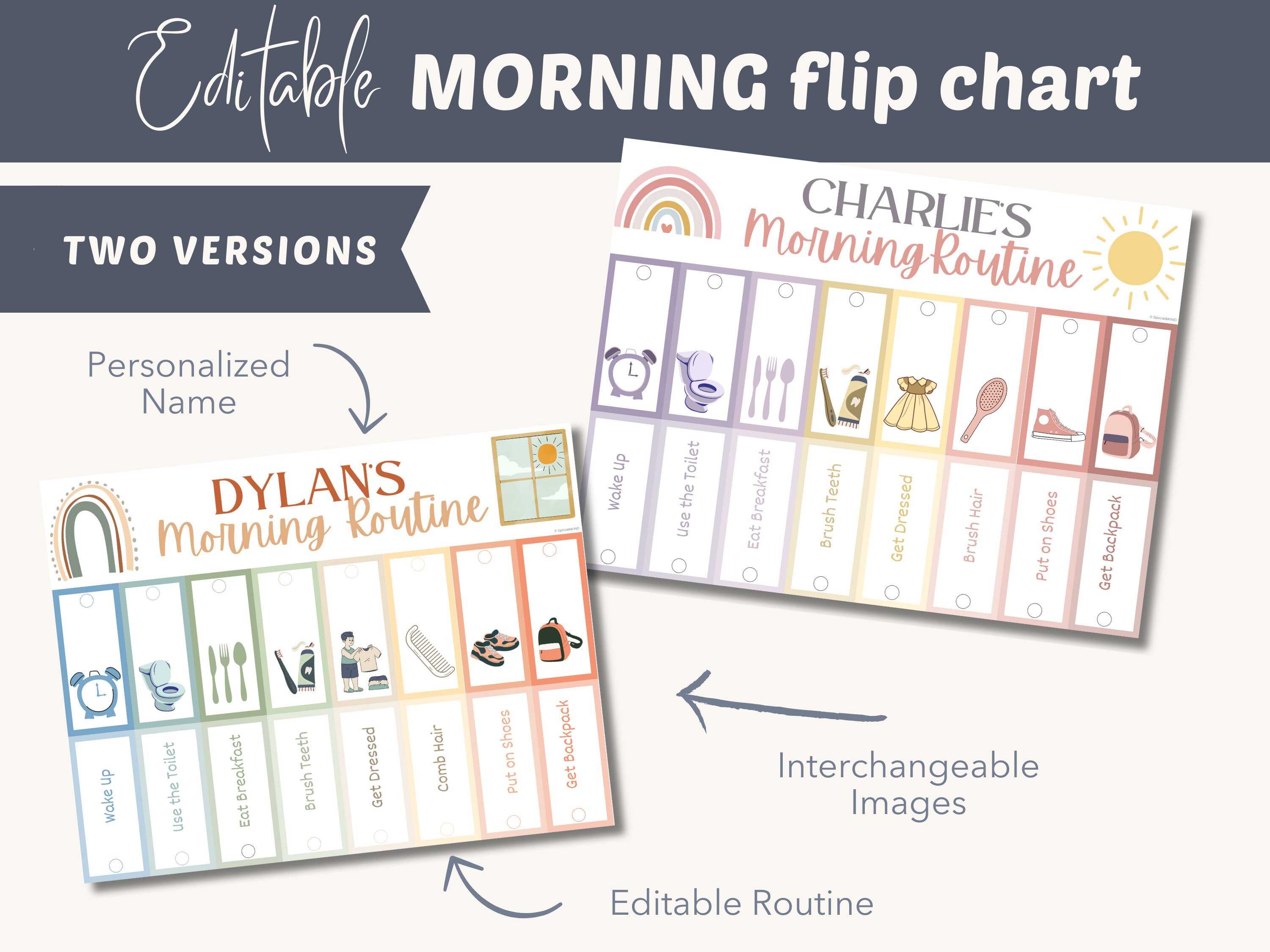 Kids Routine Flip Chart, Printable Morning Flipchart, Editable Evening ...