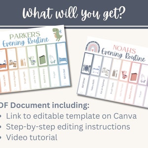 Kids Evening Routine Flip Chart, Editable Bedtime Flipchart, Printable ...