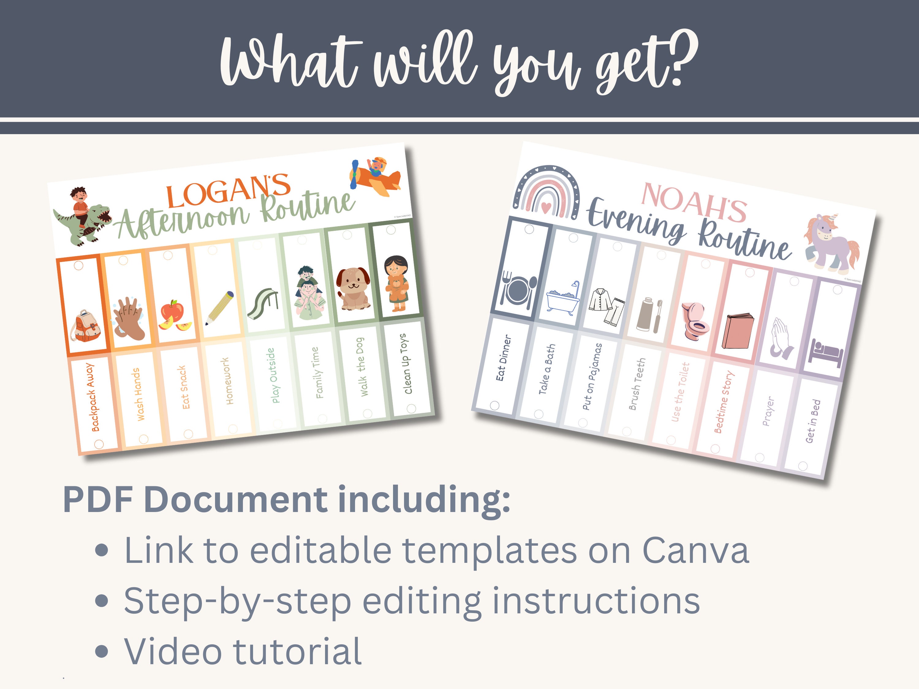 Kids Routine Flip Chart, Printable Morning Flipchart, Editable Evening ...