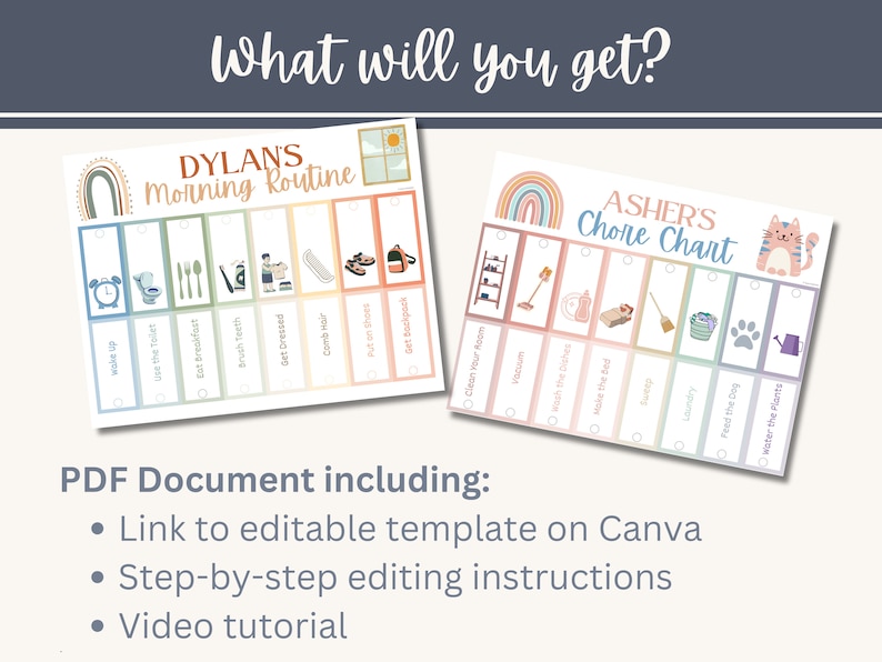 Kids Editable Flip Routine Chart, Printable Digital Flipchart, Morning ...
