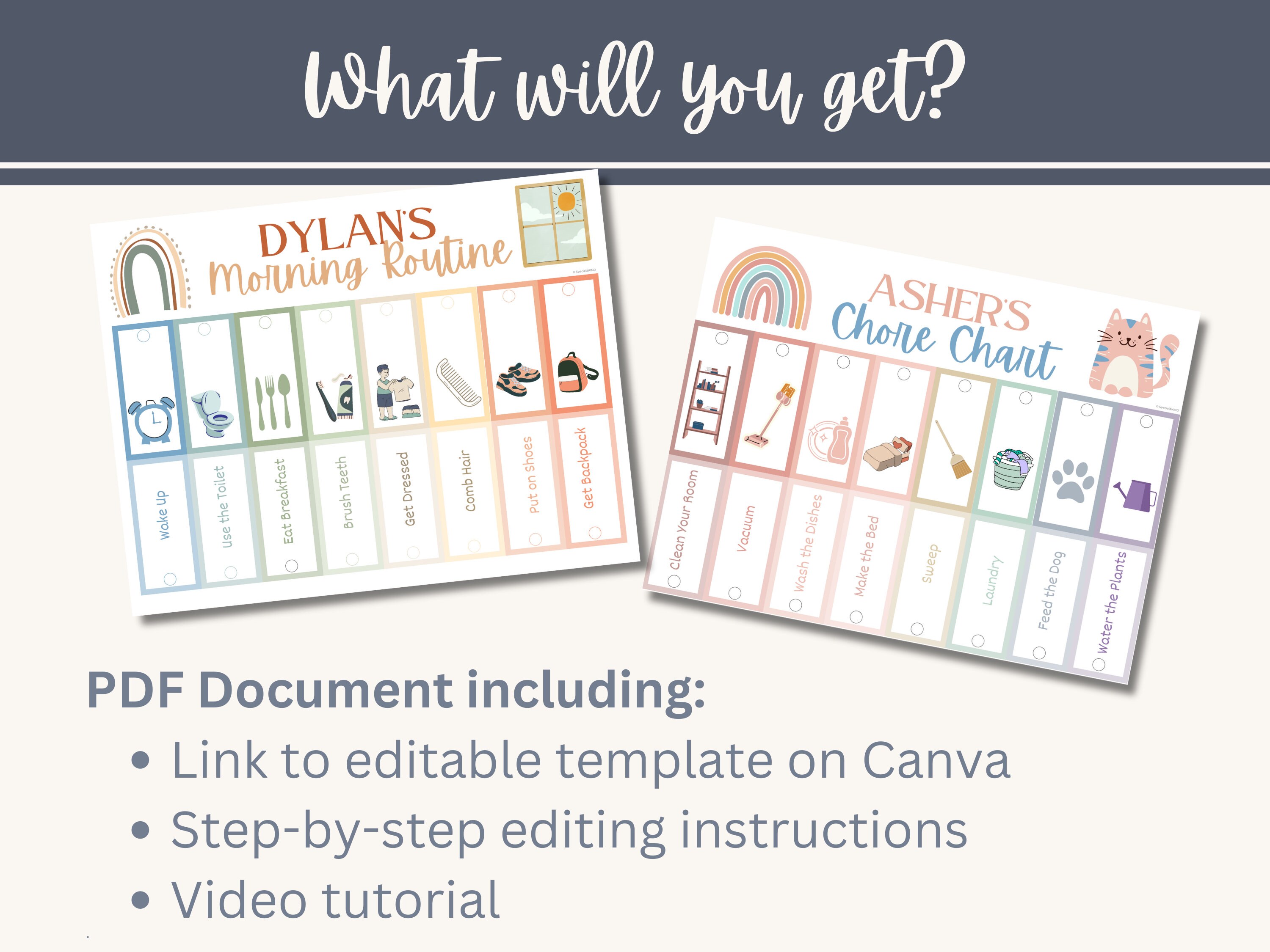 Kids Editable Flip Routine Chart, Printable Digital Flipchart, Morning ...