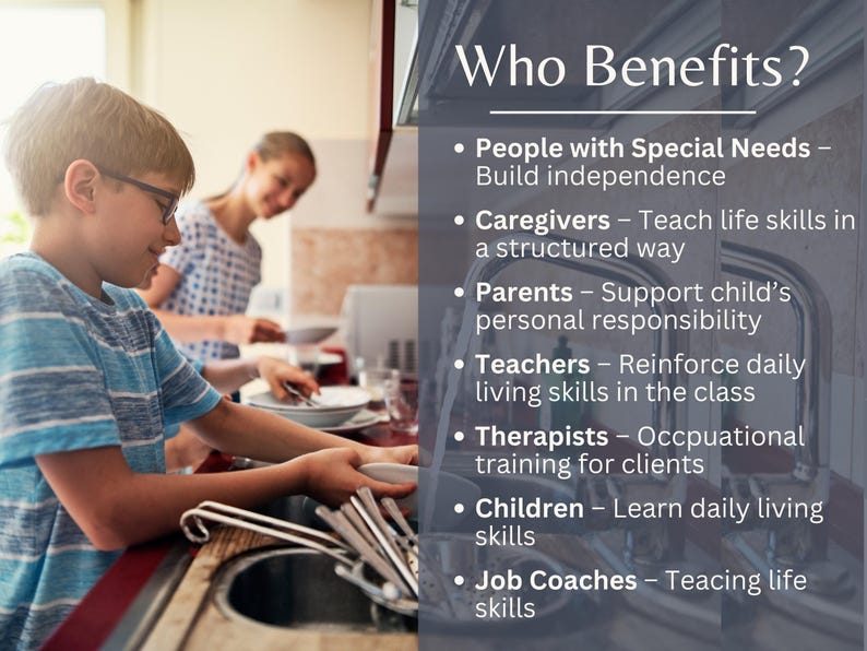 Washing the Dishes Visual Support, Kids Printable Picture Guide, Simple ...