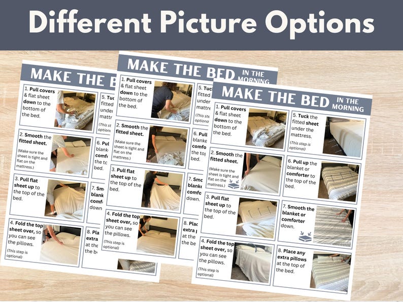 Making the Bed Visual Support, Printable Real Picture Guide, Simple ...