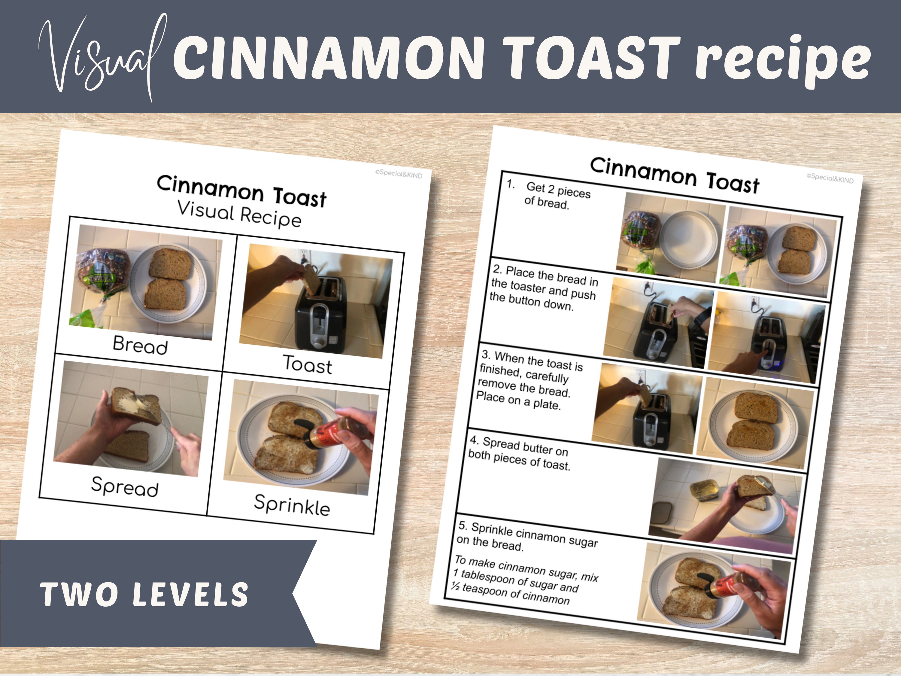 Cinnamon Toast Visual Recipe for Kids, Printable Adapted Cookbook, Real ...