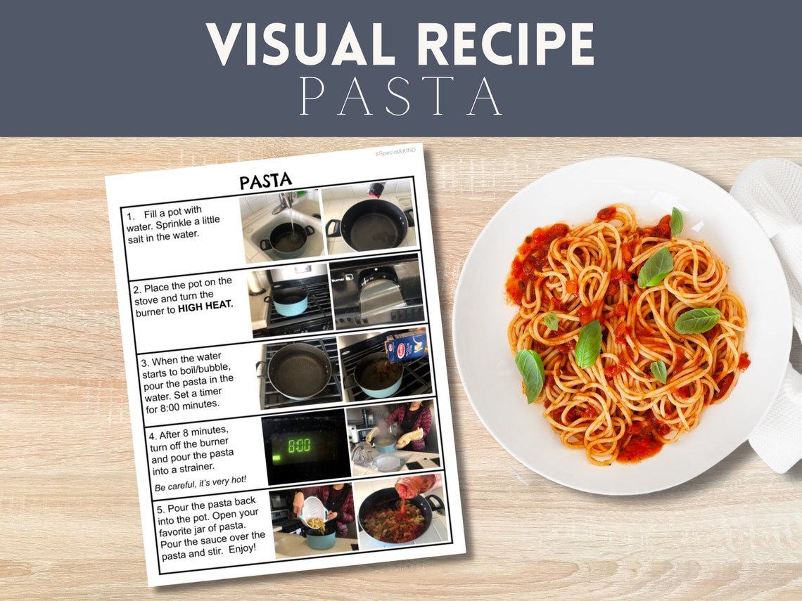 Real Picture Pasta Visual Recipe for Kids, Inclusive Cooking Activity ...