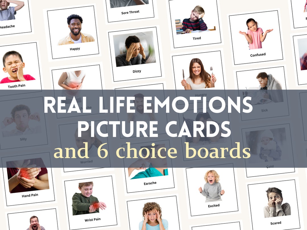 Real Picture Emotion Cards for Nonverbal Communication, Visual Image ...