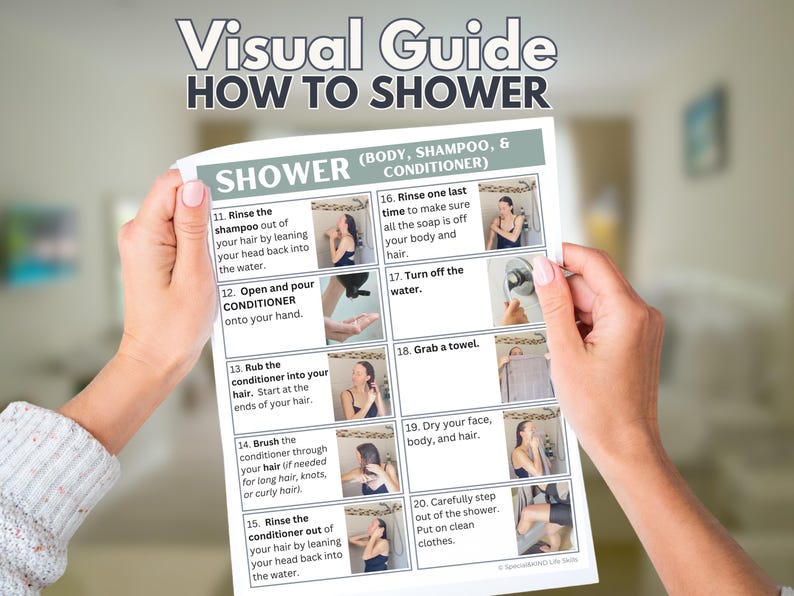 How to Take a Shower Visual Guide, Printable Real Life Pictures, Simple ...