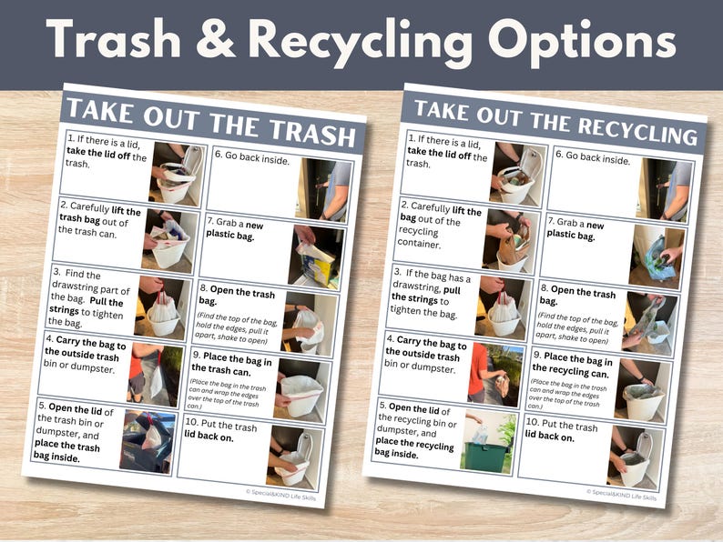 Taking Out the Trash Visual Guide, Printable Real Life Pictures, Step ...