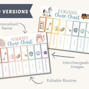 Printable Kids Chore Chart, Editable Visual Chore Schedule ...