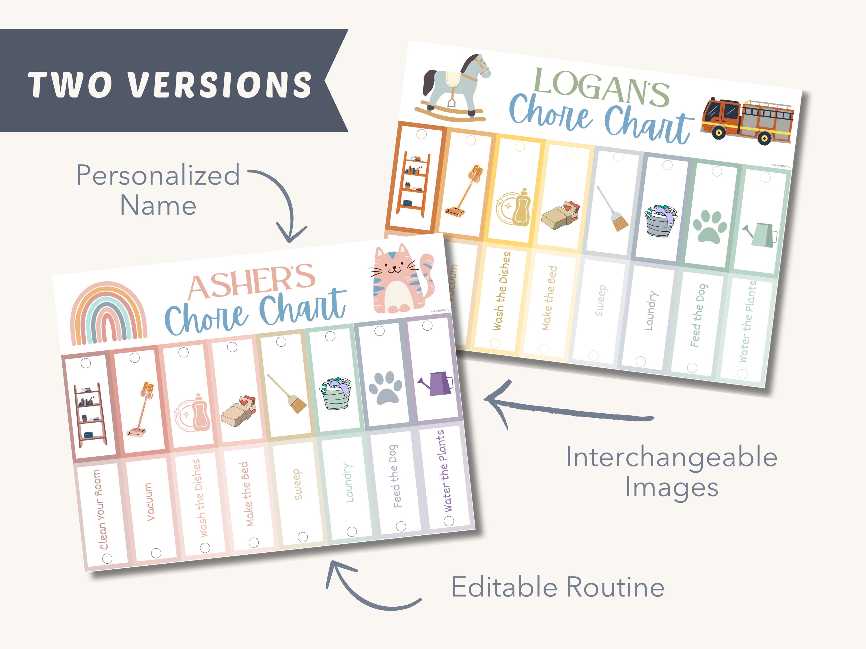 Printable Kids Chore Chart, Editable Visual Chore Schedule ...