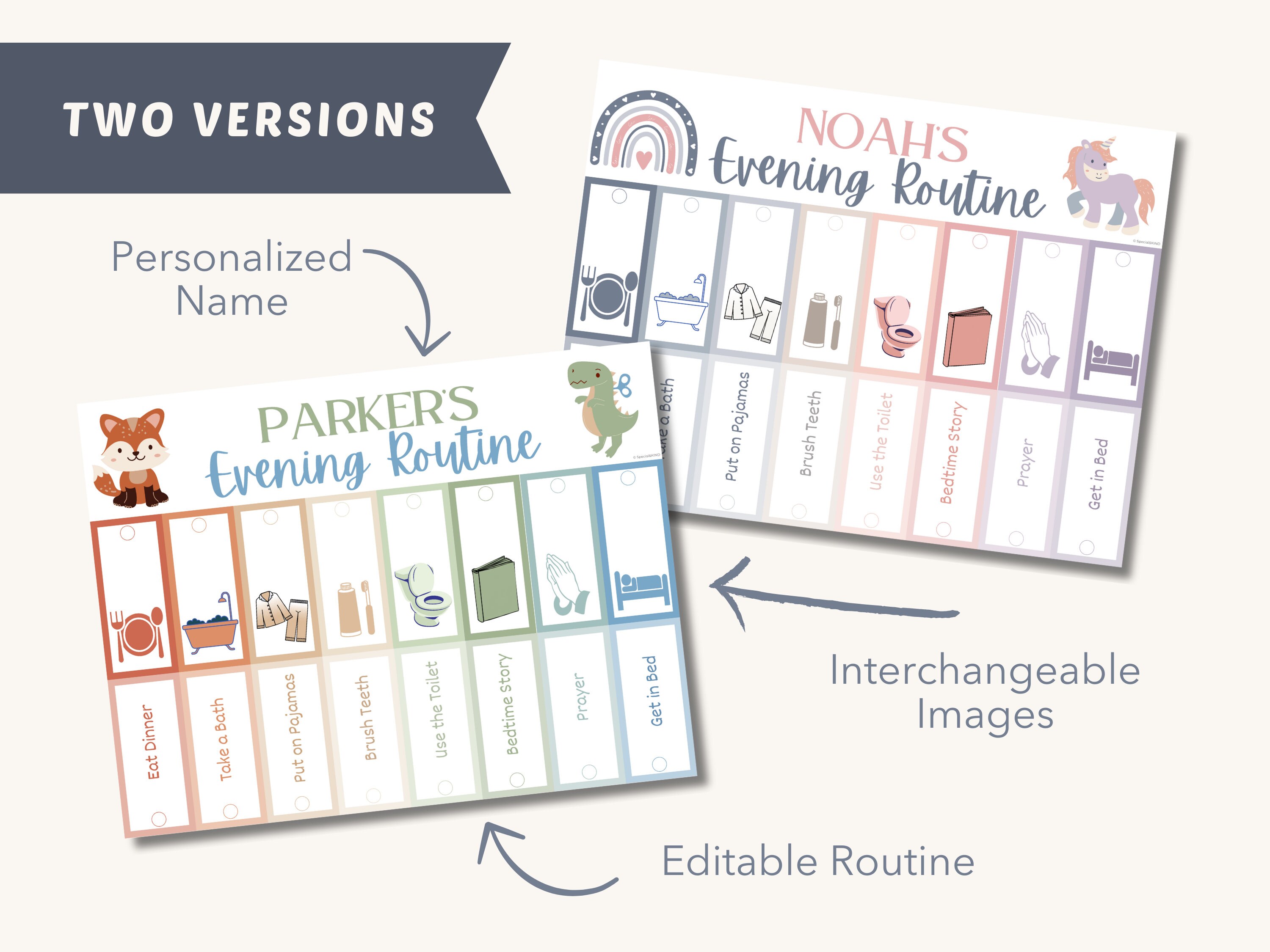 Kids Evening Routine Flip Chart, Editable Bedtime Flipchart, Printable ...