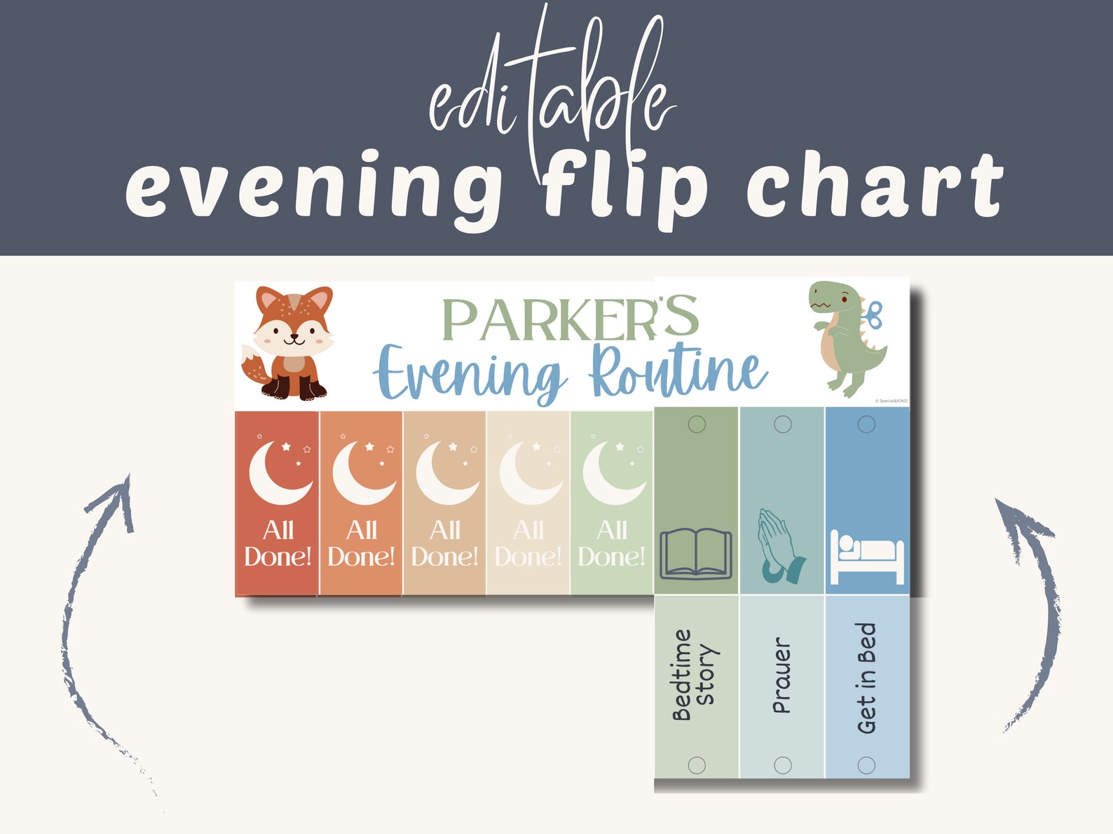 Kids Evening Routine Flip Chart, Bedtime Editable Flipchart ...