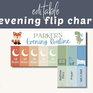 Kids Evening Routine Flip Chart, Bedtime Editable Flipchart ...