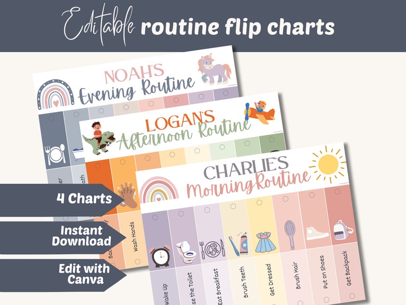 Kids Routine Flip Chart, Printable Morning Flipchart, Evening Visual ...