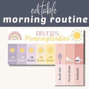 Kids Morning Routine Flip Chart, Boho Editable Digital Flipchart ...