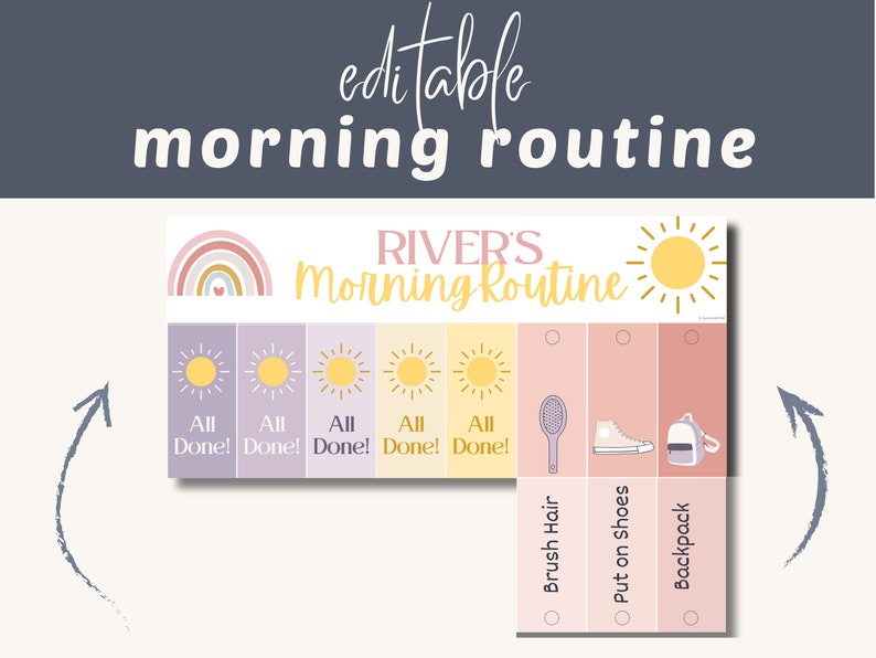 Kids Morning Routine Flip Chart, Boho Editable Digital Flipchart ...