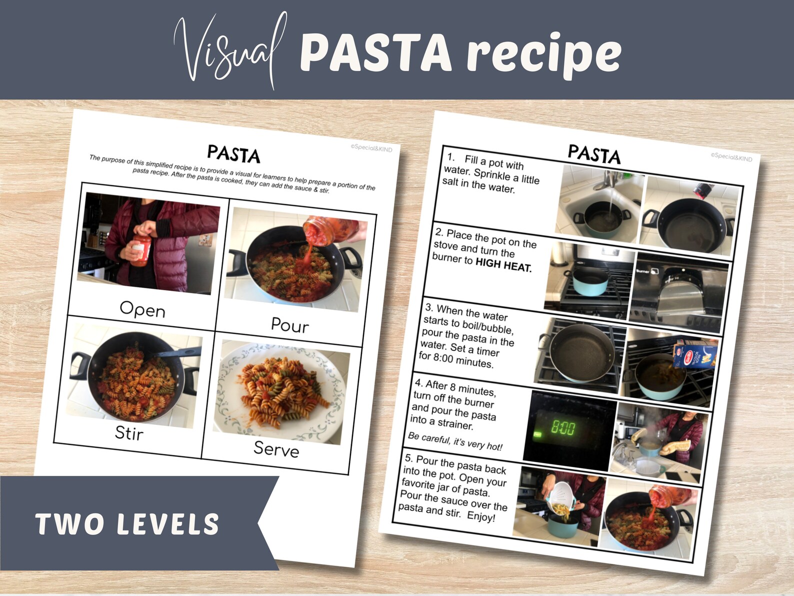 Real Picture Pasta Visual Recipe for Kids, Inclusive Cooking Activity ...