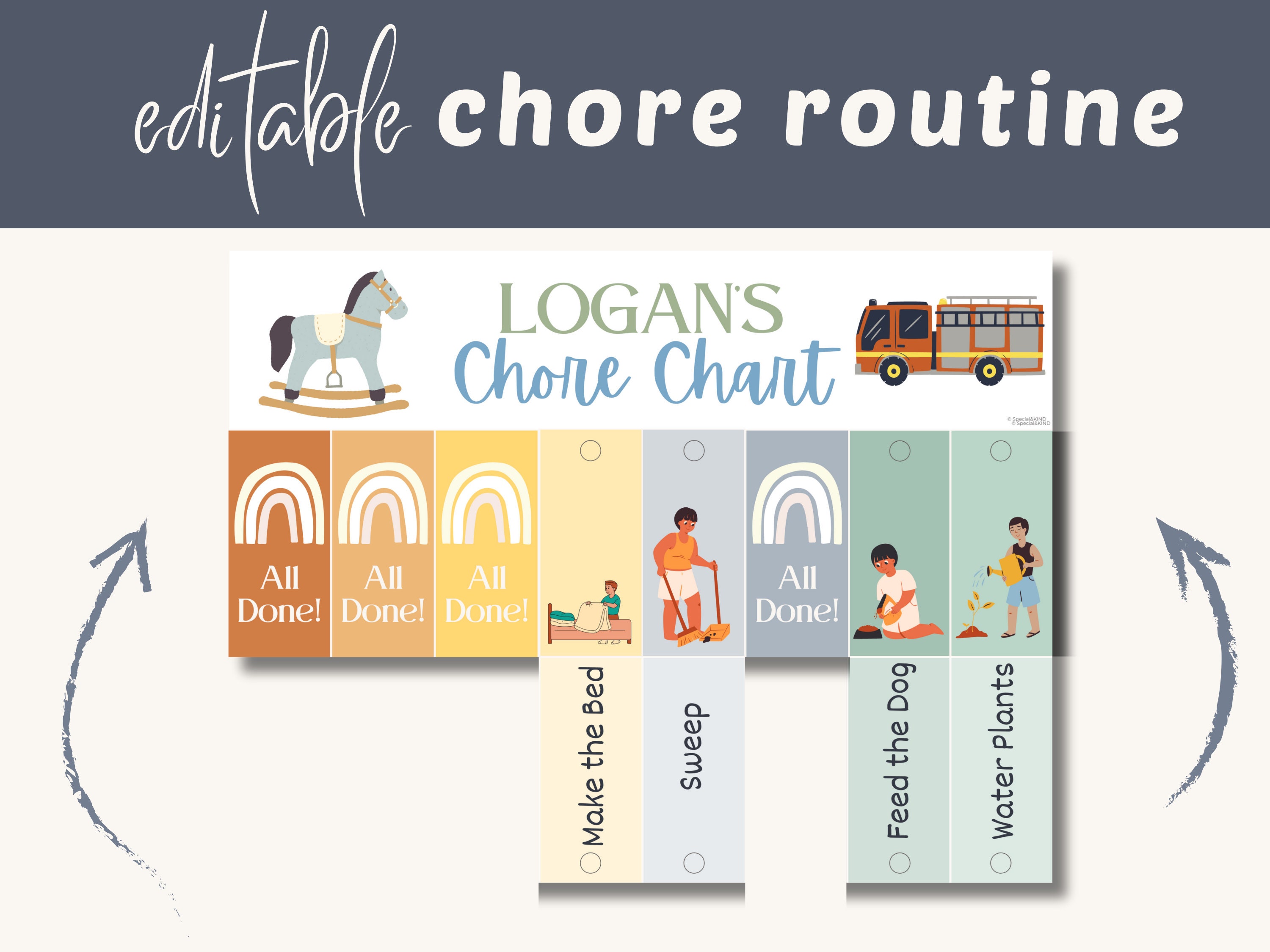 Printable Kids Chore Chart, Editable Visual Chore Schedule ...